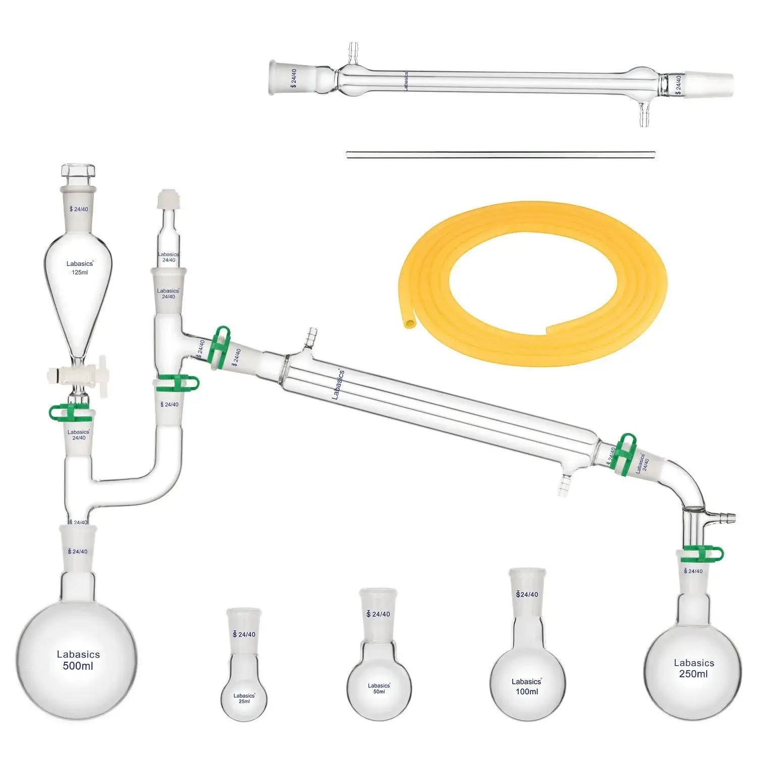 20-Piece Glass Distillation Kit – Flasks, Condensers & Adapters for ...